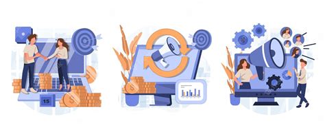 인터넷 프로 모션 전략 추상적인 개념 벡터 일러스트 레이 션을 설정합니다 프리미엄 벡터
