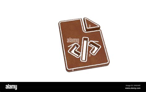 3d Rendering Of Gingerbread Cookie In Shape Of Symbol Of Paper With Bent Corner And Code Symbol