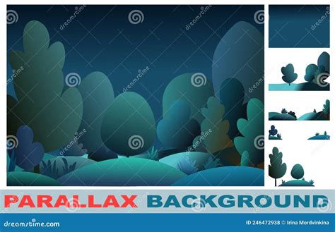 Glade Set Parallax Effect Amusing Beautiful Vegetation Landscape Sun