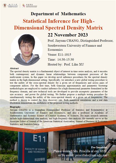 statistical inference for high dimensional spectral density matrix faculty of science and