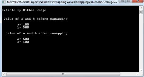 Swapping Values Using C