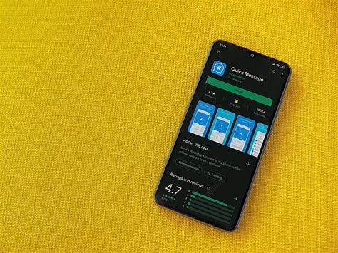 black mobile device displays play store page for fast messaging app