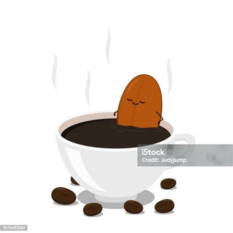 웃는 행복한 커피 콩 벡터 평면 만화 캐릭터 그림 아이콘 디자인 흰색 배경에 격리 커피 콩 캐릭터 개념입니다 갈색에 대한 스톡 벡터 아트 및 기타 이미지 Istock