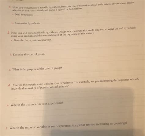 Now You Will Generate A Testable Hypothesis Based On Chegg Com