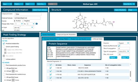 Processing Parameters For An Antibody Drug Conjugate Adc Workflow In Molecule Profiler