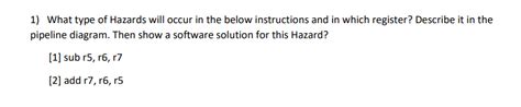 Solved 1 What Type Of Hazards Will Occur In The Below Chegg Com