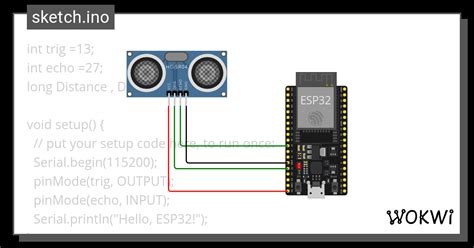 Ultra Sonic Sound Wokwi Esp32 Stm32 Arduino Simulator