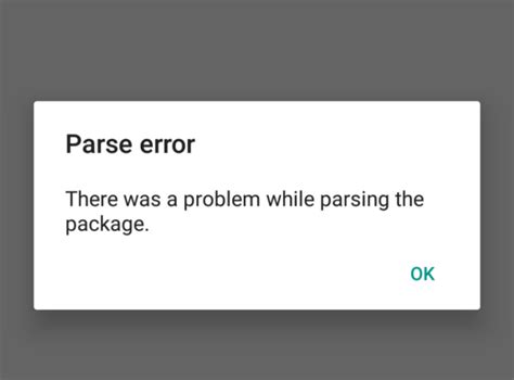 android parsing package error what is this and how to fix it