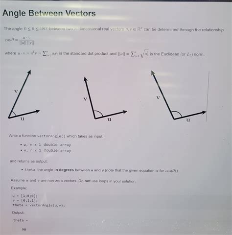 Solved Angle Between Vectors The Angle 0