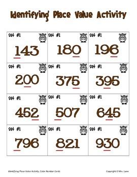 Identifying Place Value Activity By Mrs Lane Teachers Pay Teachers