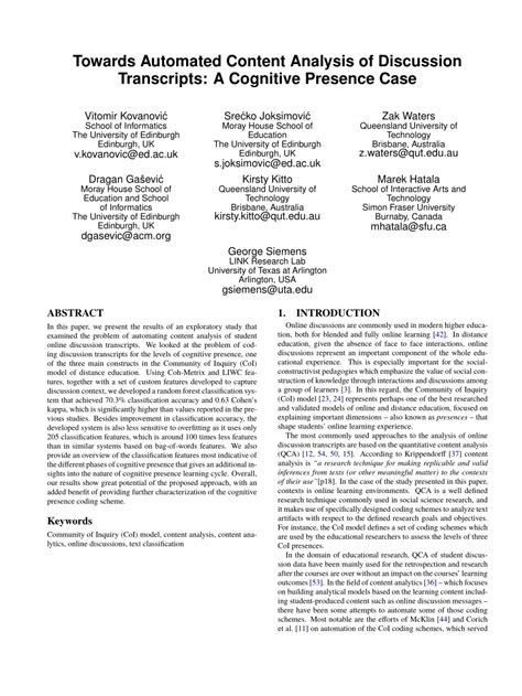 pdf towards automated content analysis of discussion transcripts a