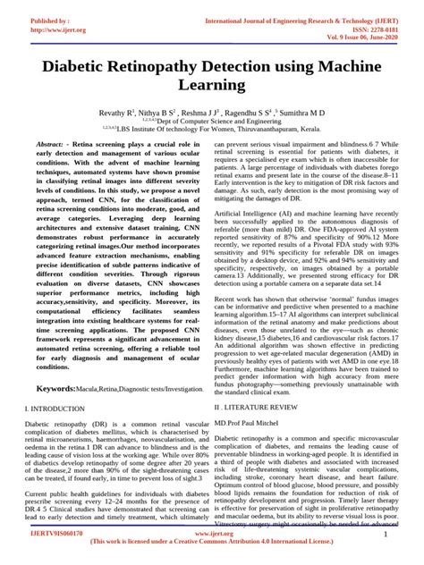 Diabetic Retinopathy Detection Using Machine Learn Pdf
