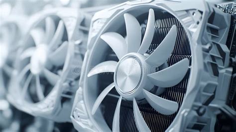 Modern White Computer Gpu Cooling Fans Showcase Detailed Graphics Card Components With Clean