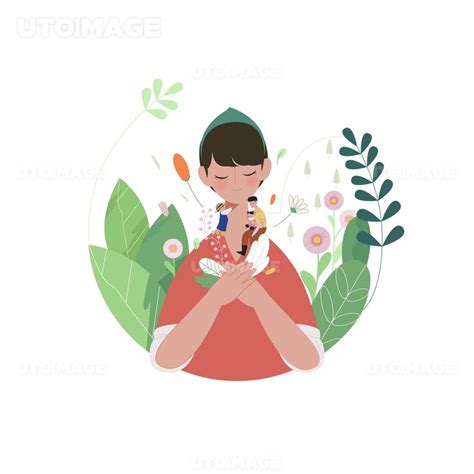 유토이미지 환경의소중함자연과 즐거운 가족 벡터 일러스트 인쇄물 환경의 날 가족