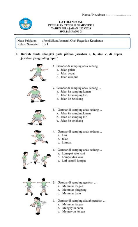 Latihan Soal Pjok Latohan Soal Pjok Kelas 1 Sd Nama No