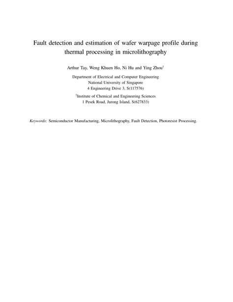 Pdf Fault Detection And Estimation Of Wafer Warpage Profile During Thermal Processing In