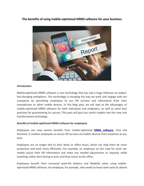 Ppt The Benefits Of Using Mobile Optimised Hrms Software For Your Business Powerpoint