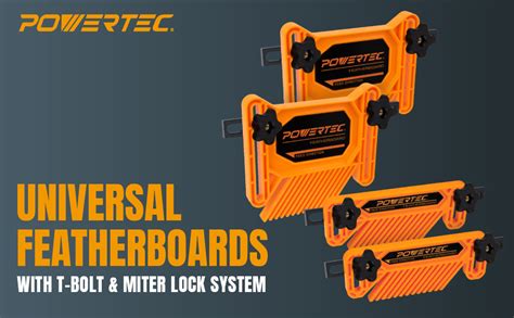 POWERTEC Tandem Feather Boards For Table Saw Router Table Bandsaw 4PCs Combo Set Fits T