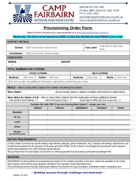 Provisioning Order Doc Template Pdffiller