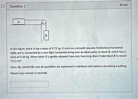 Question 1 20 Pts A B In The Figure Block A Has A Mass Of 975 Kg It