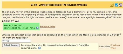 Solved Limits Of Resolution The Rayleigh Criterion Chegg Com