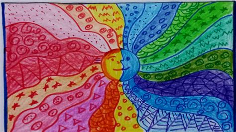 تمرین رنگهای سرد و گرم درس دوم از بخش نقاشی کتاب فرهنگ وهنر پایه هفتم