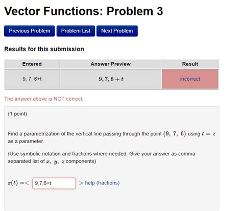 solved find a parametrization of the vertical line passing