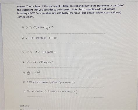 Solved Answer True Or False If The Statement Is False