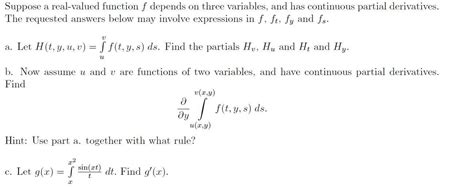 Solved Suppose A Real Valued Function F Depends On Three