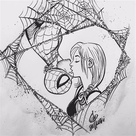 Spiderman Mary Jane Kiss Drawing