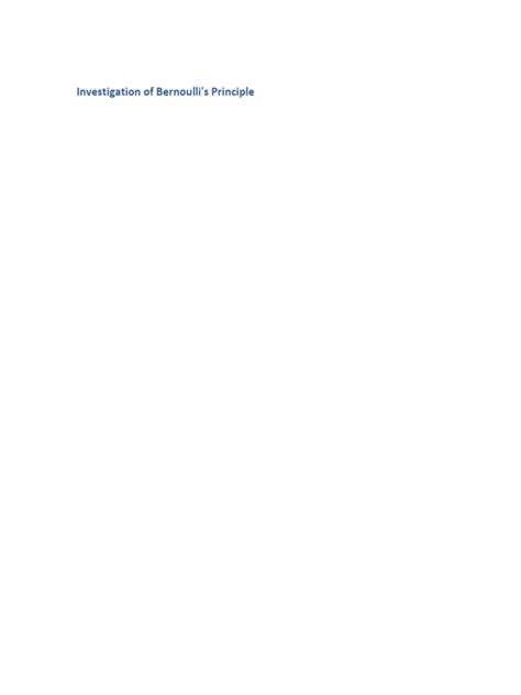 Investigation Of Bernoullis Principle Pdf Fluid Dynamics Fluid