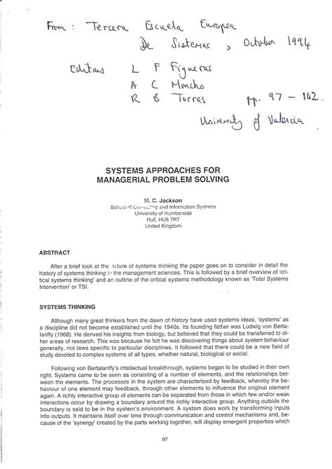 PDF Systems Approaches For Managerial Problem Solving