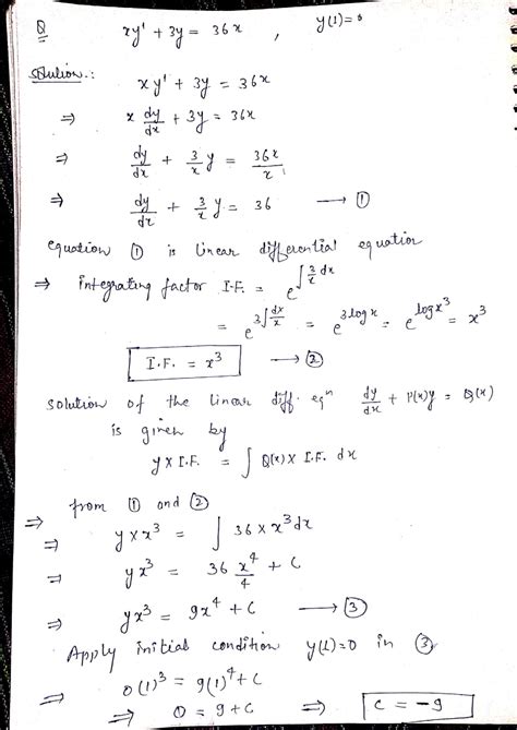 [solved] Solve The First Order Linear Differential Equation And