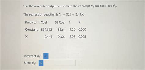 Solved Use The Computer Output To Estimate The Intercept β0