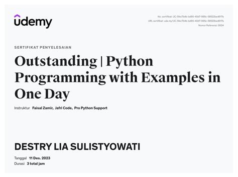 Excited To Share My Achievement In Completing The Outstanding Python