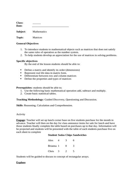 matrices introductory lesson pdf matrix mathematics linear algebra