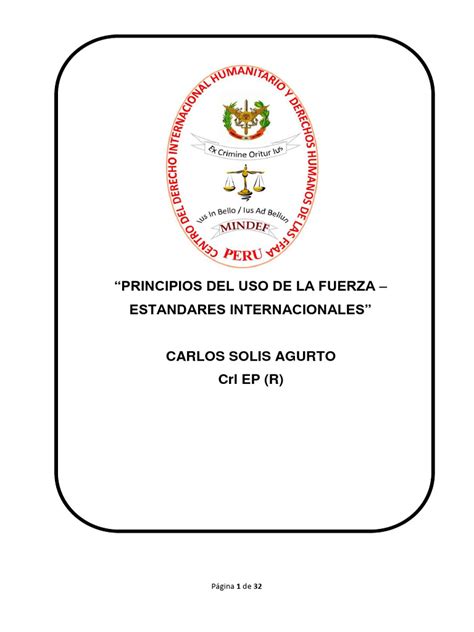Estudio Suplementario Principios Del Uso De La Fuerza Y Estandares