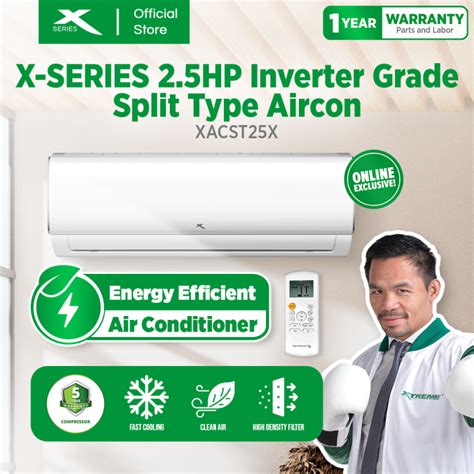 x series 2 5hp split type aircon inverter grade 2 way draining system