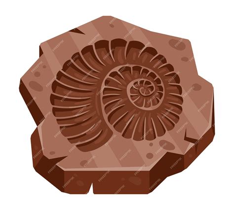 Premium Vector Cartoon Archeology Ammonite Fossil Ancient Seashell