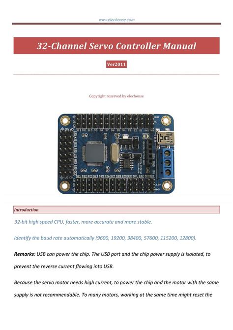 Channel Servo Controller Manual Elechouse