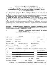 ASSIGN LOGIC SPRING Docx Pdf Assignment For Philosophy Logic Categorical