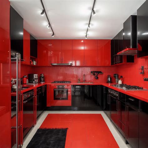 Black And Red Kitchen Design