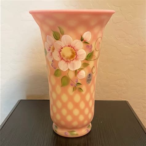 Fenton Accents Fenton Pink And Cream Floral Vase Poshmark