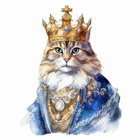 Premium Ai Image A Close Up Of A Cat Wearing A Crown On A White