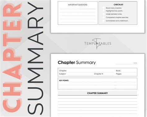 Editable Chapter Summary Template College Outline Study Guide