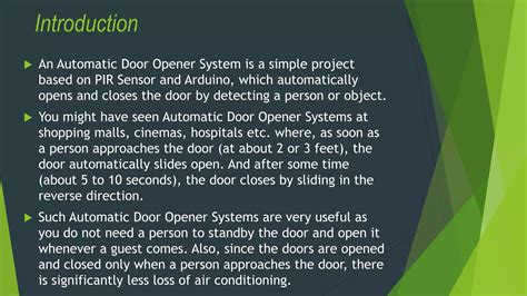 Automatic Door Using Arduino Pptx Radio Control Hobbies And Interests