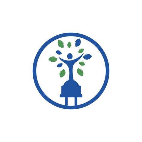 Electric Cord And Human Tree Vector Logo Design Green Energy Electricity Logo Concept 11169639