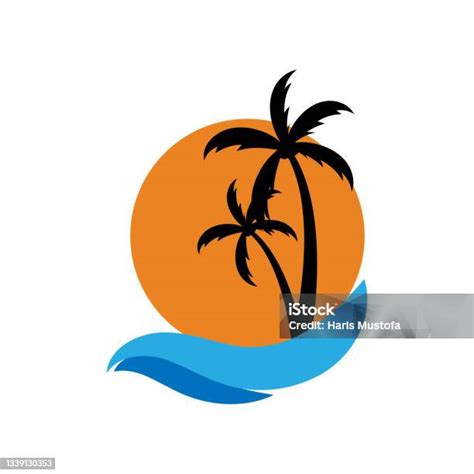 야자수 일몰 아이콘 디자인 템플릿 격리 일러스트레이션 0명에 대한 스톡 벡터 아트 및 기타 이미지 0명 관광 나무 Istock