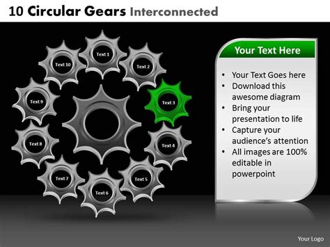 10 Circular Gears Interconnected Powerpoint Slides And Ppt Templates Db