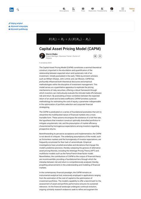 Pdf Capital Asset Pricing Model Capm